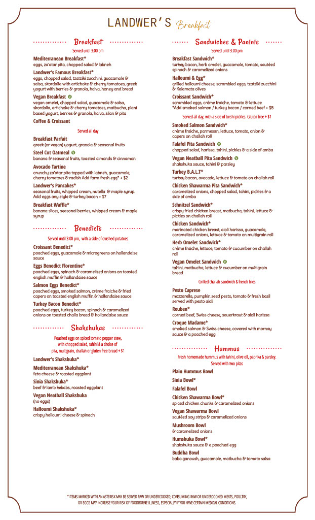 Our menus - Landwer Cafe